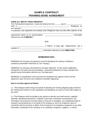 Training Bond Agreement Contract. sample contract of training bond ...