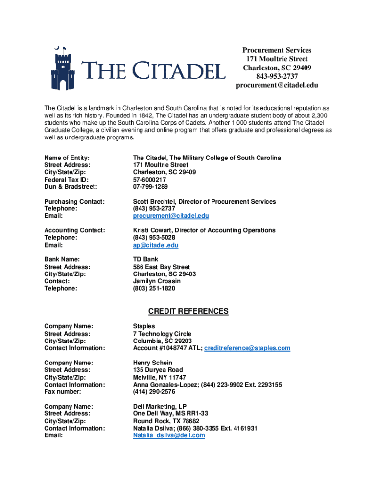 Fillable Online The Citadel Financial Reference Form Fax Email Print ...