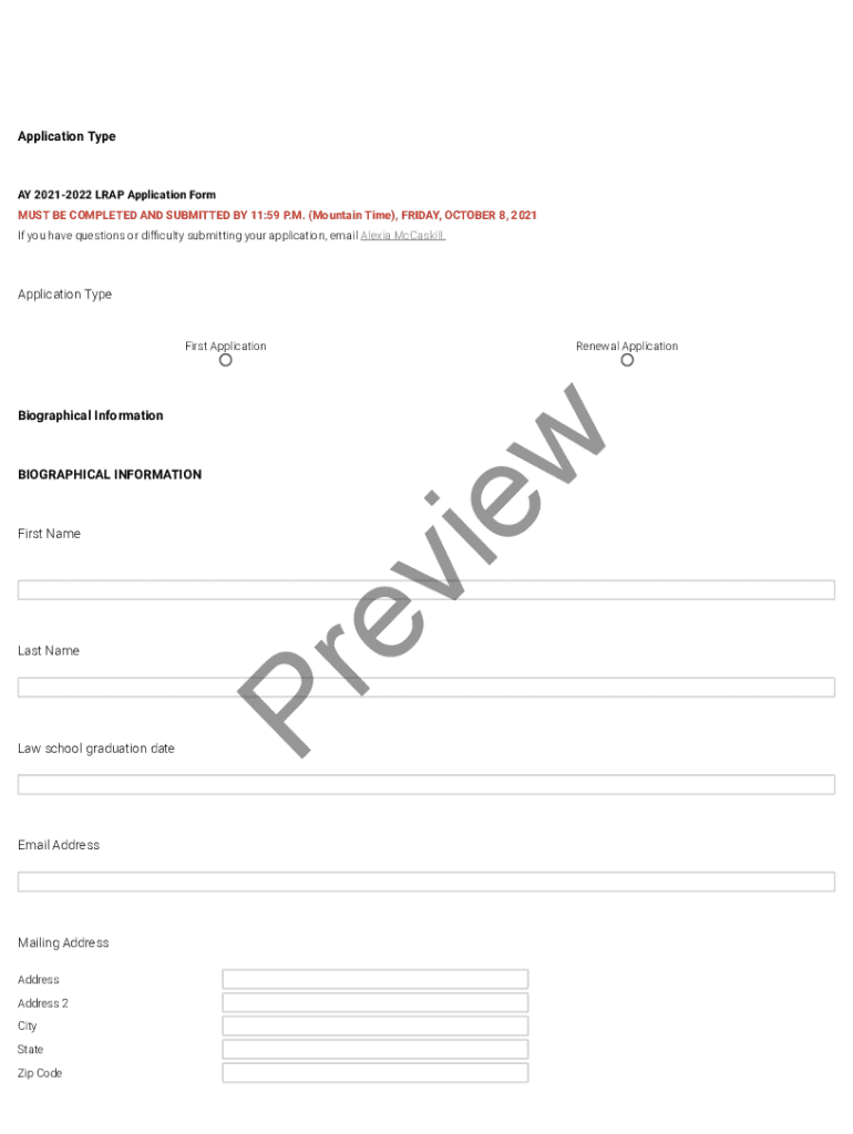 Fillable Online AY 2021-2022 LRAP Application Form Fax Email Print ...