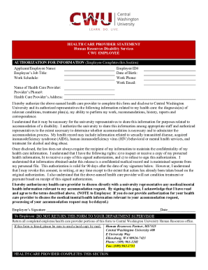 Fillable Online HEALTH CARE PROVIDER STATEMENT Human Resources ...