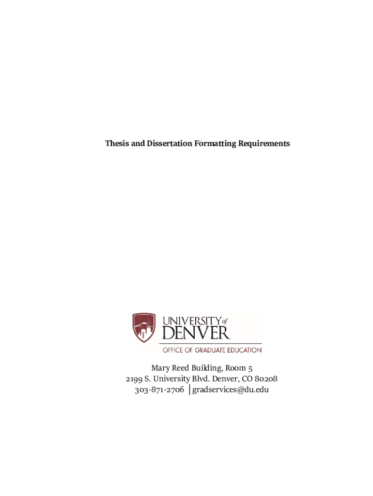 Fillable Online Thesis and Dissertation Formatting Requirements Fax ...