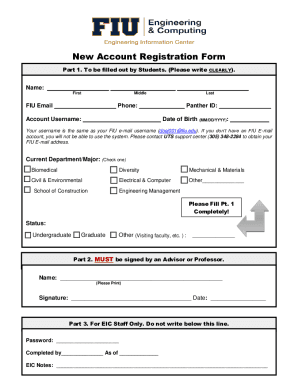 Fillable Online New Account Registration Form - Engineering Information ...