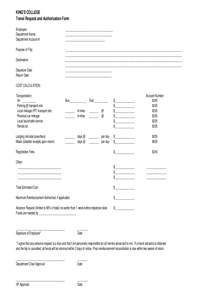 Fillable Online departments kings departments.kings.eduhrNewFormsKING'S ...
