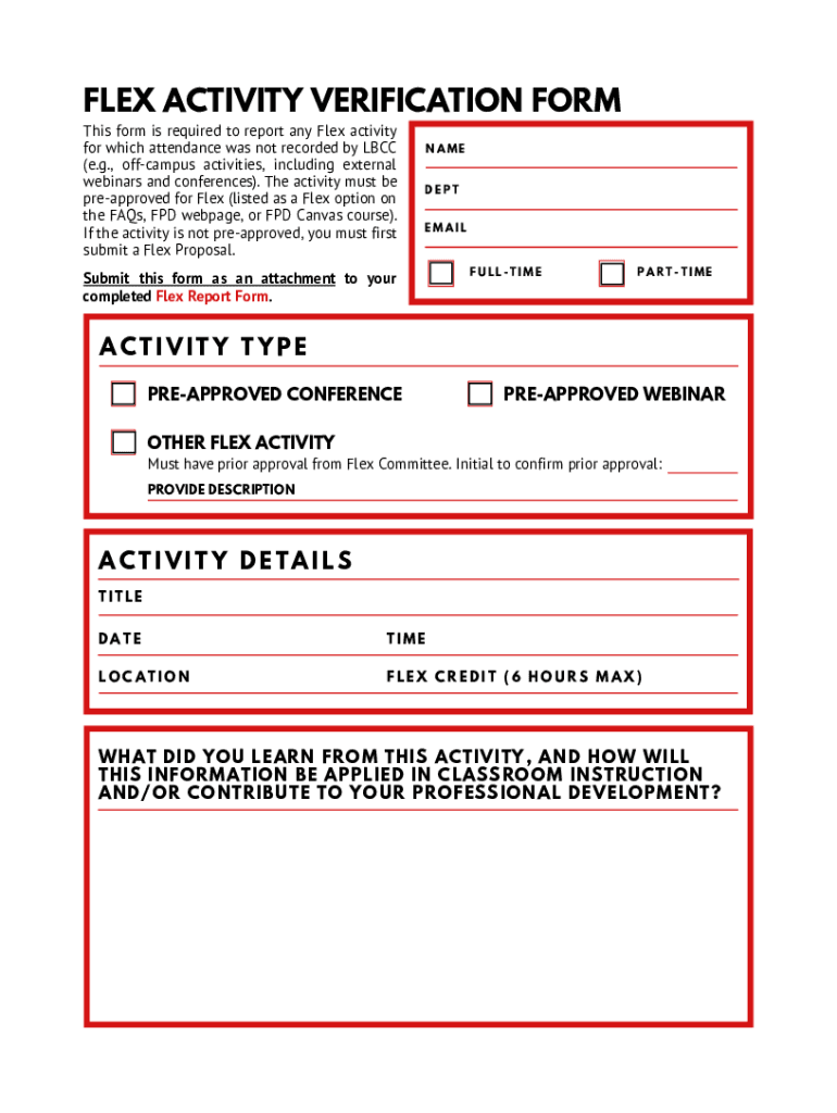 Fillable Online FLEX Activity Verification Form Fax Email Print - pdfFiller