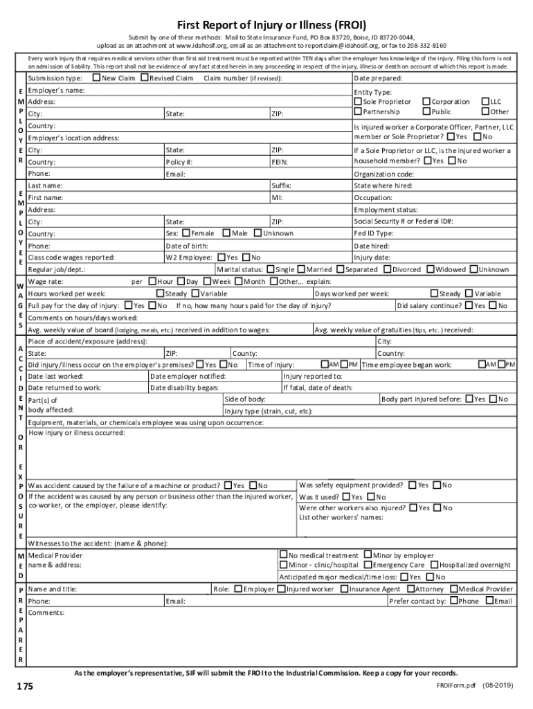 Fillable Online Idaho Workers Compensation Claim Form, Jobs EcityWorks ...