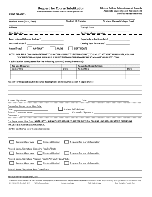 Fillable Online COURSE SUBSTITUTION AP 4227 - Merced College Fax Email ...