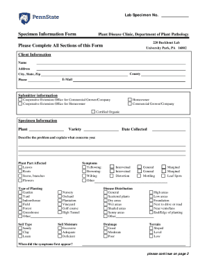 Fillable Online plantpath psu Specimen Submission Forms Department of ...