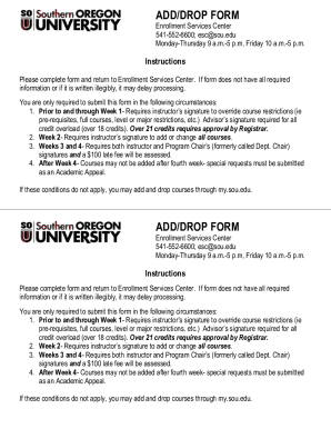 Fillable Online SOU ADD/DROP FORM Fax Email Print - pdfFiller