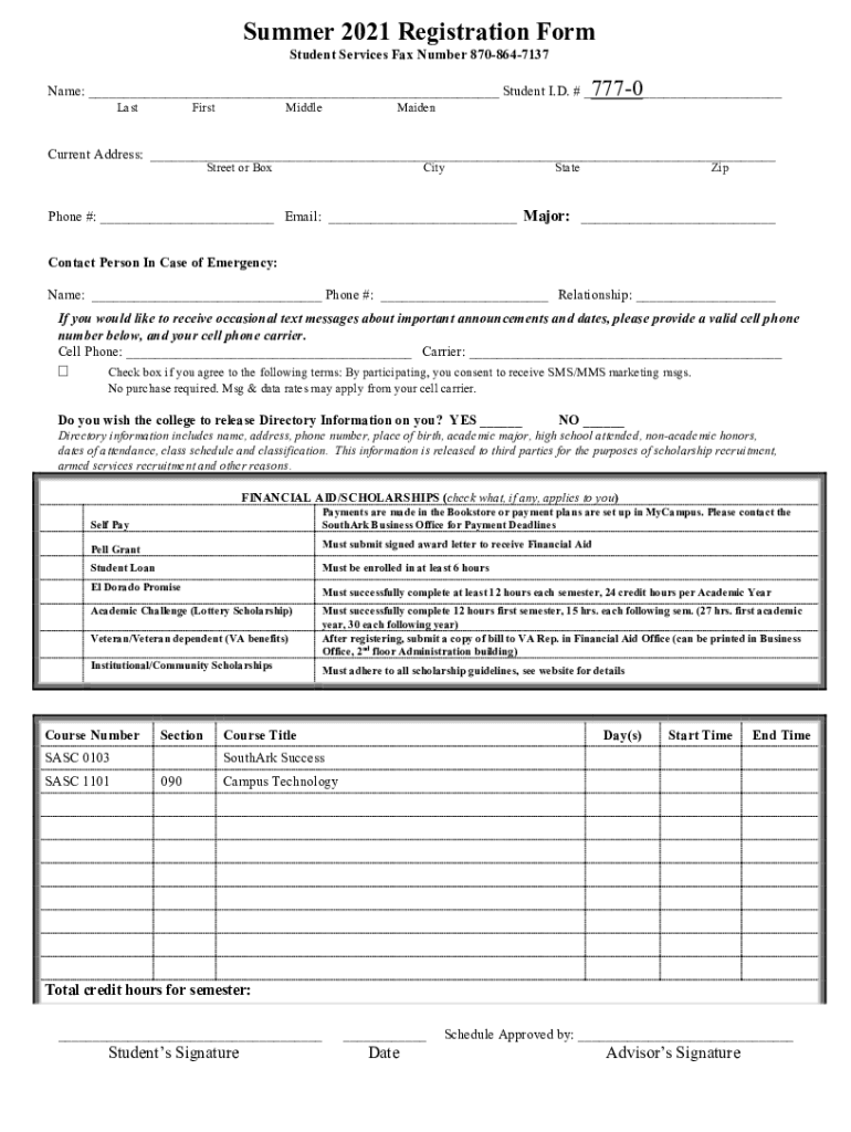 Fillable Online Summer School Registration Form Pdf - best-schools.info ...