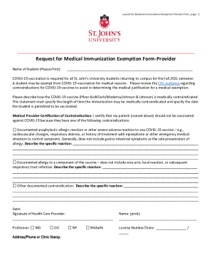 Fillable Online Request for Medical Immunization Exemption Form ...