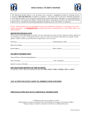Fillable Online 15+ Behavior Incident Report Templates - Google Docs ...