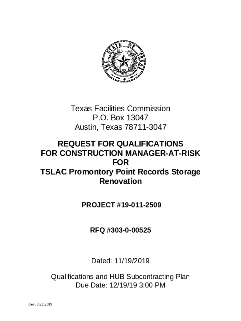 TSLAC Promontory Point Records Storage Renovation Doc Template | pdfFiller