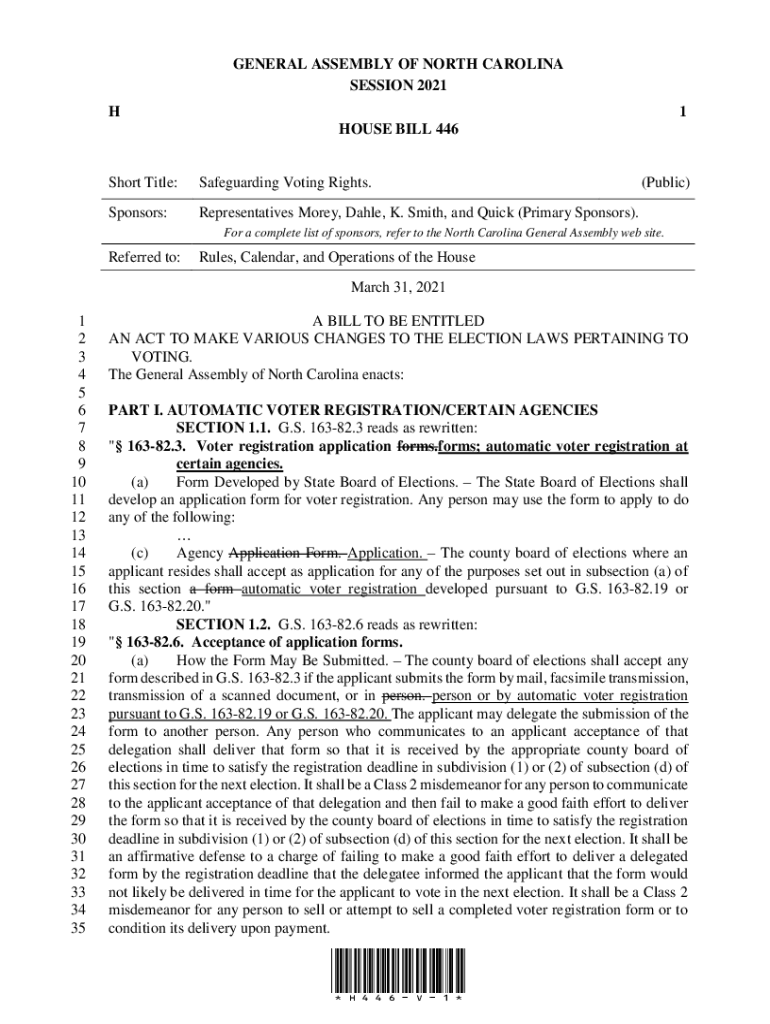 Fillable Online www.ncleg.gov Sessions 2021GENERAL ASSEMBLY OF NORTH ...