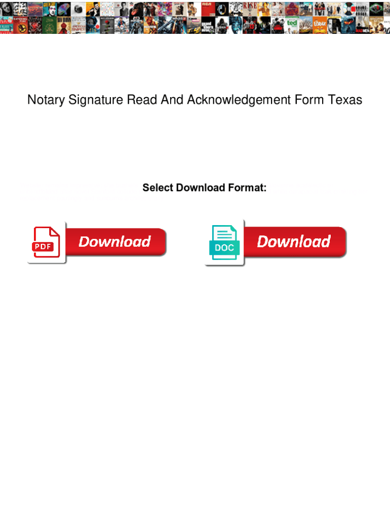 Fillable Online Notary Signature Read And Acknowledgement Form Texas ...