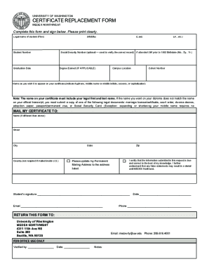 Fillable Online UoW 2046 Diploma Replacement Form. Diploma Replacement ...
