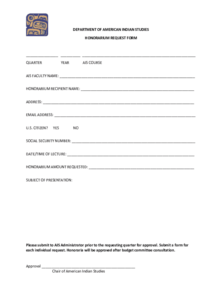Fillable Online ais washington DEPARTMENT OF AMERICAN INDIAN STUDIES ...
