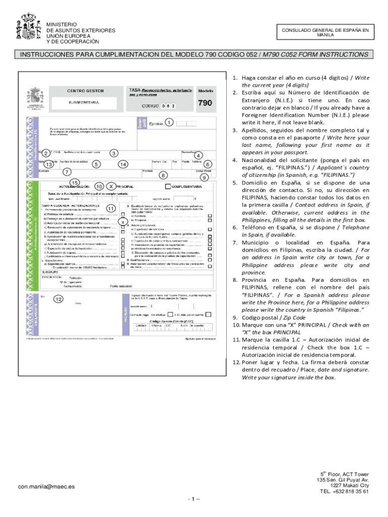 Fillable Online Formulario Tasas Modelo 790 52 instructions.pdf ...