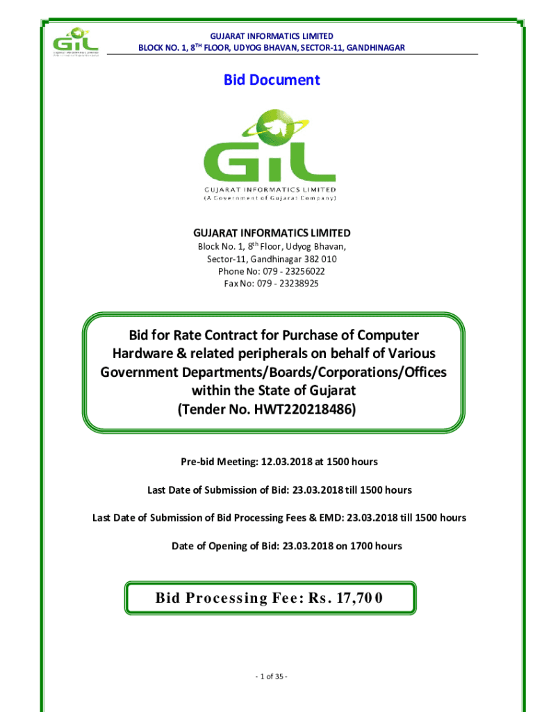 Fillable Online gil gujarat gov Fillable Online gil gujarat gov Bid for ...