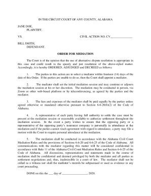 Fillable Online IN THE CIRCUIT COURT OF ANY COUNTY, ALABAMA PLAINTIFF ...