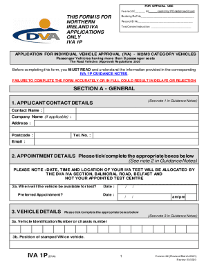 Fillable Online Application for Individual Vehicle Approval (IVA) - M2 ...