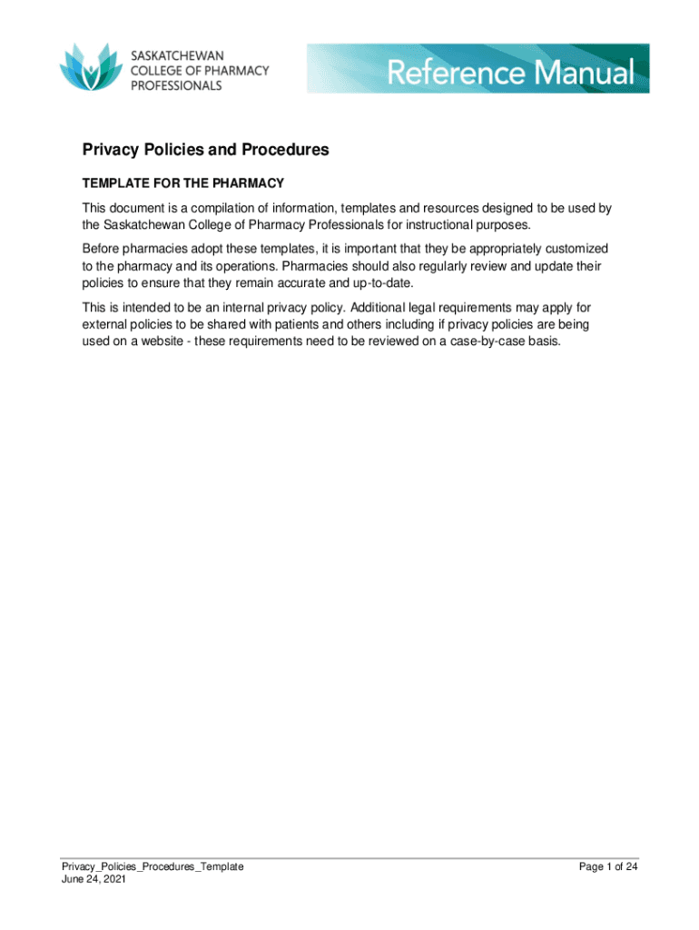 Fillable Online Download Pharmacy Policy And Procedure Manual Template ...