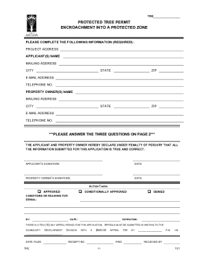 Fillable Online TREE PERMIT APPLICATION INFORMATION Fax Email Print ...