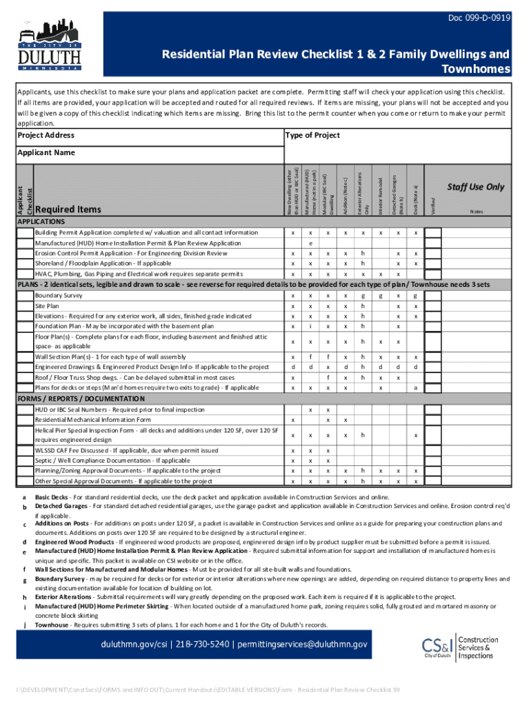 Fillable Online Plan Review Checklist pdf - looking for plan pdf? we ...