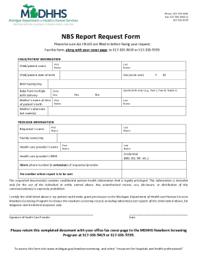 Fillable Online NBS Report Request Form - Michigan Fax Email Print - pdfFiller