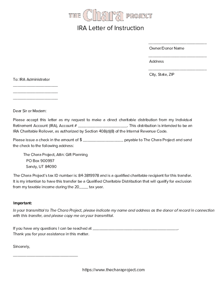 Fillable Online IRA sample letter of instruction - Tenacity Fax Email ...