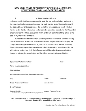 Fillable Online dfs ny NEW YORK STATE DEPARTMENT OF FINANCIAL SERVICES ...