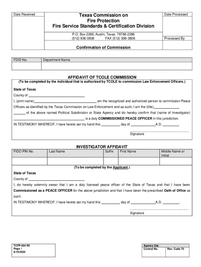Fillable Online tcfp fido pin FIDO Texas Commission on Fire Protection ...