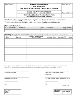 Fillable Online Individual Certificate Holder CE Documentation Form Fax ...