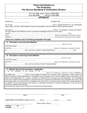 Fillable Online Texas Commission on Fire Protection Standards Manual ...