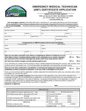 Fillable Online ems marinhhs EMERGENCY MEDICAL TECHNICIAN (EMT ...
