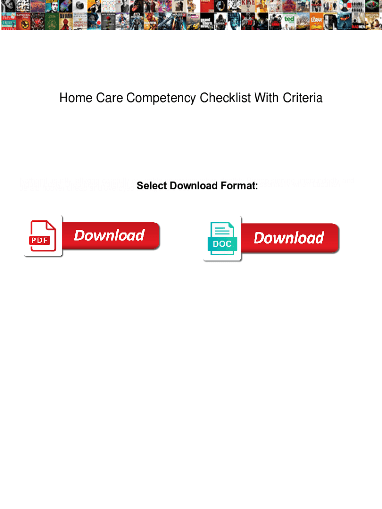 Fillable Online Home Care Competency Checklist With Criteria. Home Care ...