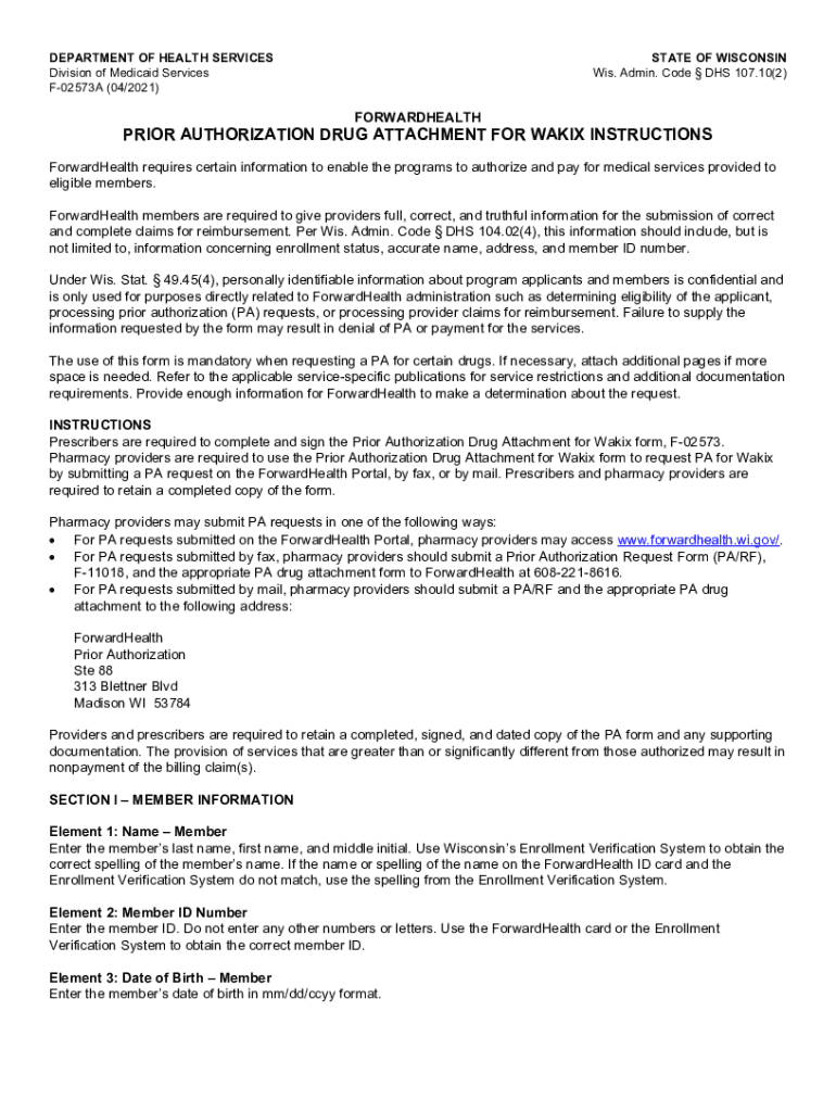 Fillable Online ForwardHealth Prior Authorization Drug Attachment for ...