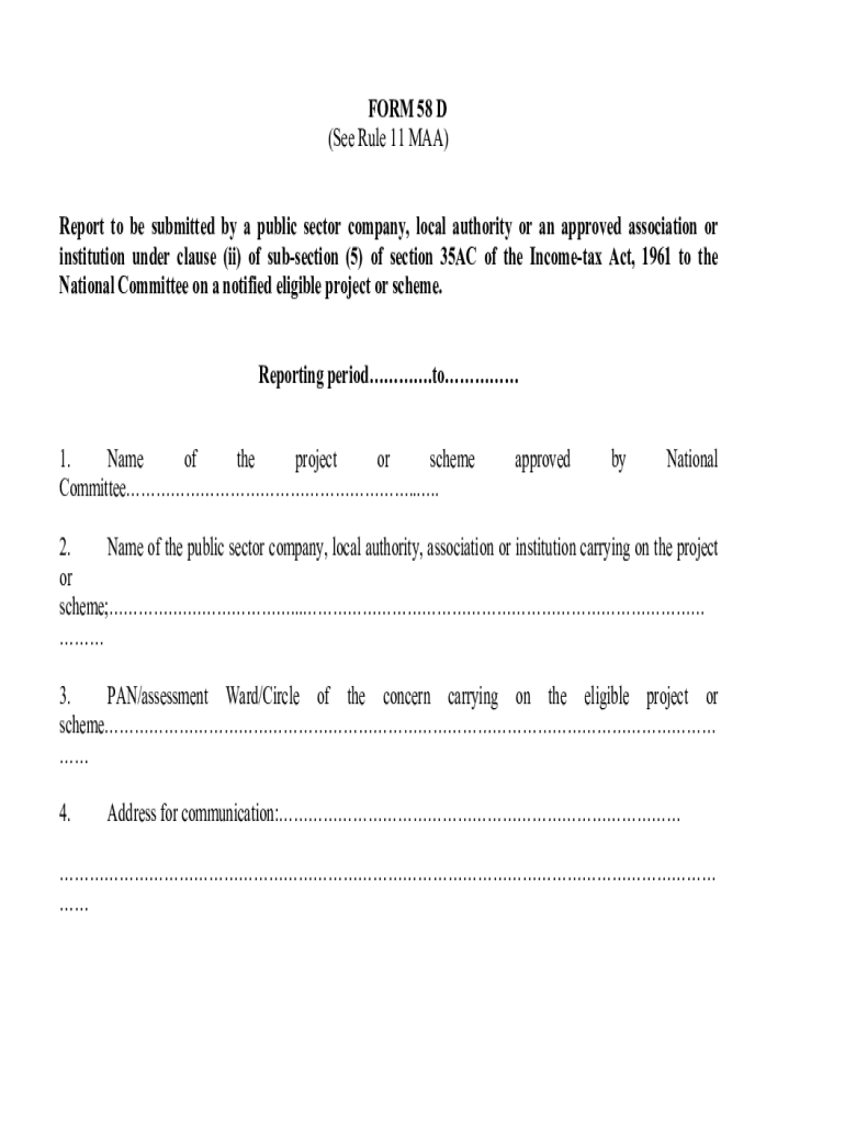 Fillable Online dor gov Form 58D for eligible projects approved under ...
