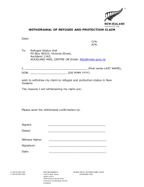 Fillable Online Withdrawal of Refugee and Protection Claim Form Fax ...