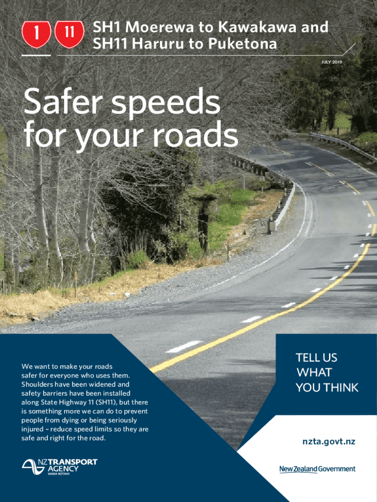 Fillable Online SH1 and SH11 Northland speed review information and ...