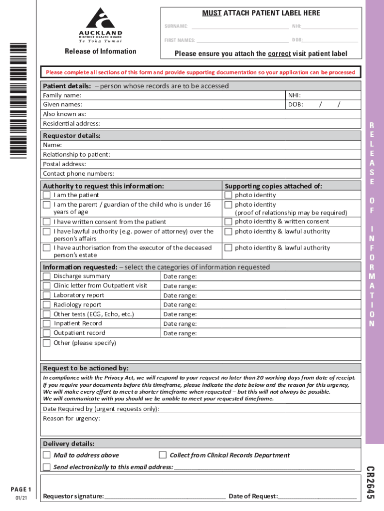 Fillable Online D M MP Information Sheet for Requesting Patient ...