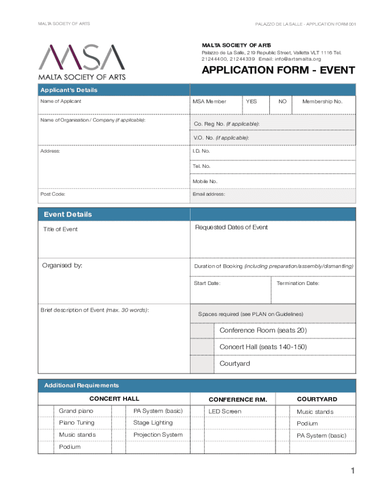 Fillable Online MSA-Events-Application-FORM (Aug2019).pdf Fax Email ...