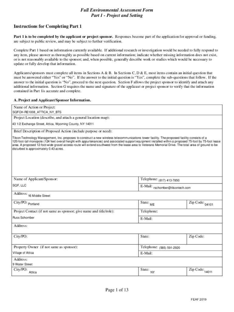 Fillable Online Full Environmental Assessment Form Part 1 Project and ... Fax Email Print ...