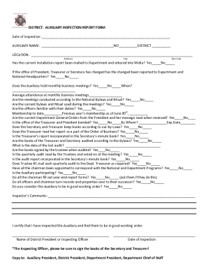 Fillable Online DISTRICT: AUXILIARY INSPECTION REPORT FORM Fax Email ...