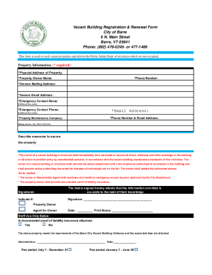 Fillable Online Vacant Building Registration & Renewal Form Fax Email ...