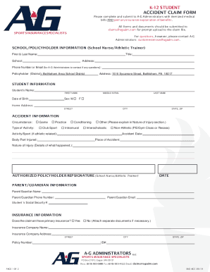 Fillable Online Claim Submission FormA-G Administrators Fax Email Print ...