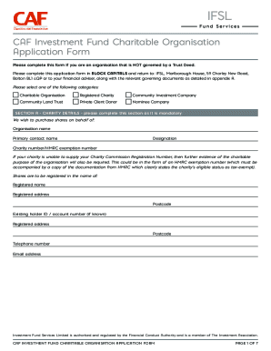 Fillable Online CAF Investment Fund Charitable Organisation Application ...