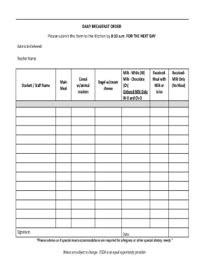 Fillable Online Blank Copy of DAILY BREAKFAST Form .docx Fax Email ...