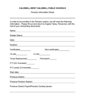 Fillable Online Pension Information Sheet Fax Email Print - pdfFiller