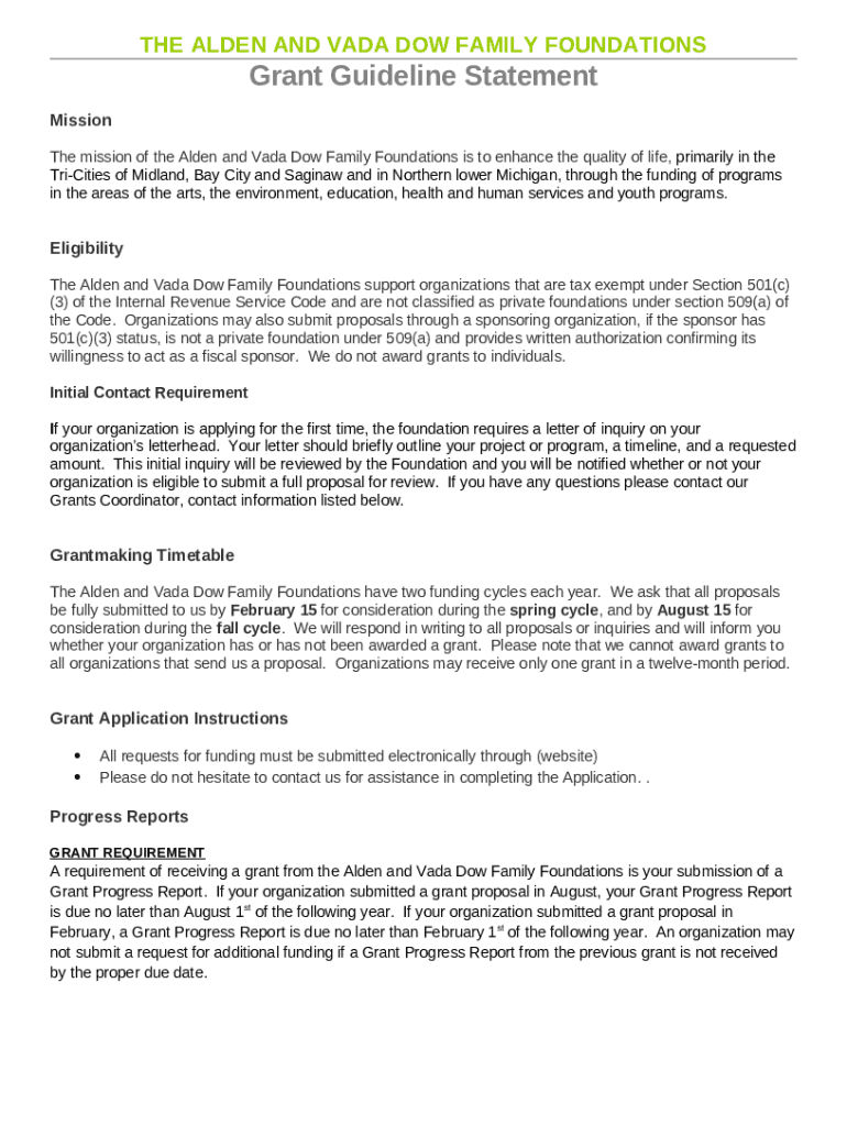 Grant Application Guidelines - The Herbert H. and Grace A. Dow ...