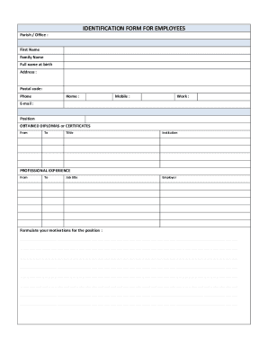 Fillable Online IDENTIFICATION FORM FOR EMPLOYEES Fax Email Print ...